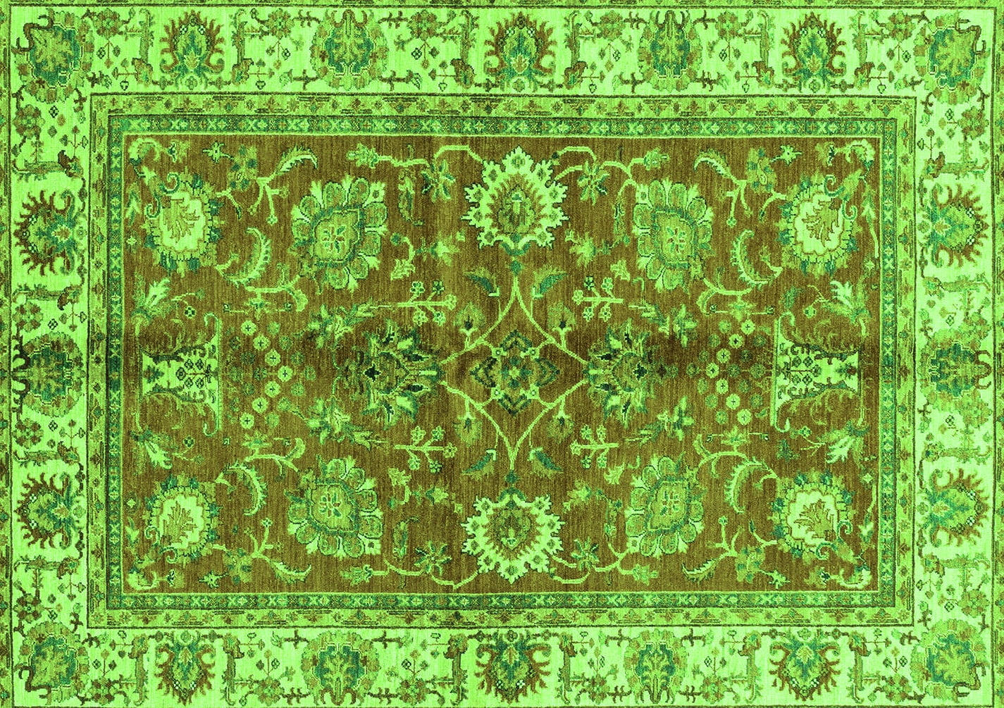 Ahgly Company Indoor Rectangle Abstract Green Modern Area Rugs, 2' x 5 ...