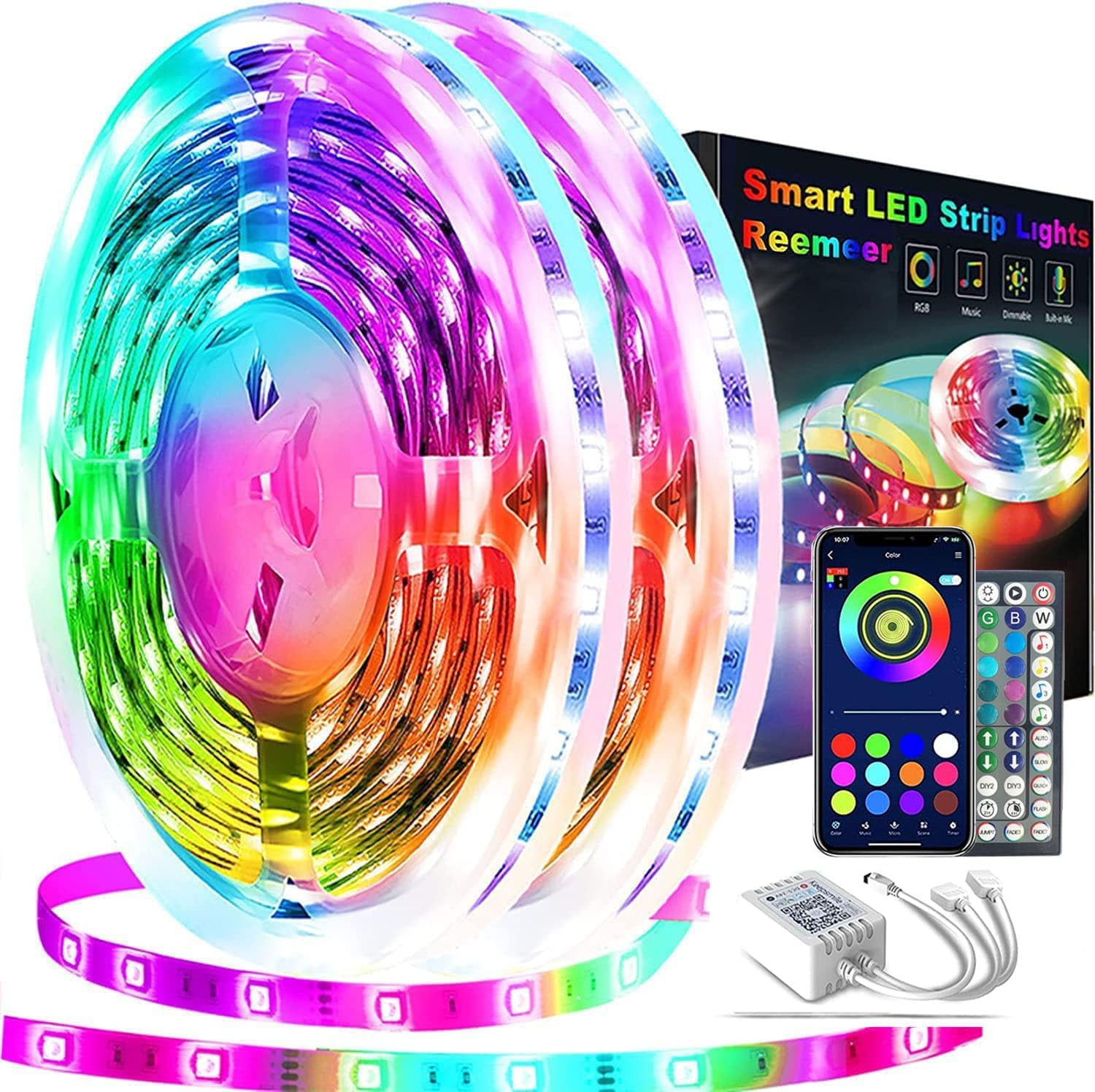 Led Lights 100ft(2 Rolls of 50ft) Smart APP Control Music Sync Led ...