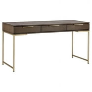 Dark brown finish wood L desk with metal base - Walmart.com