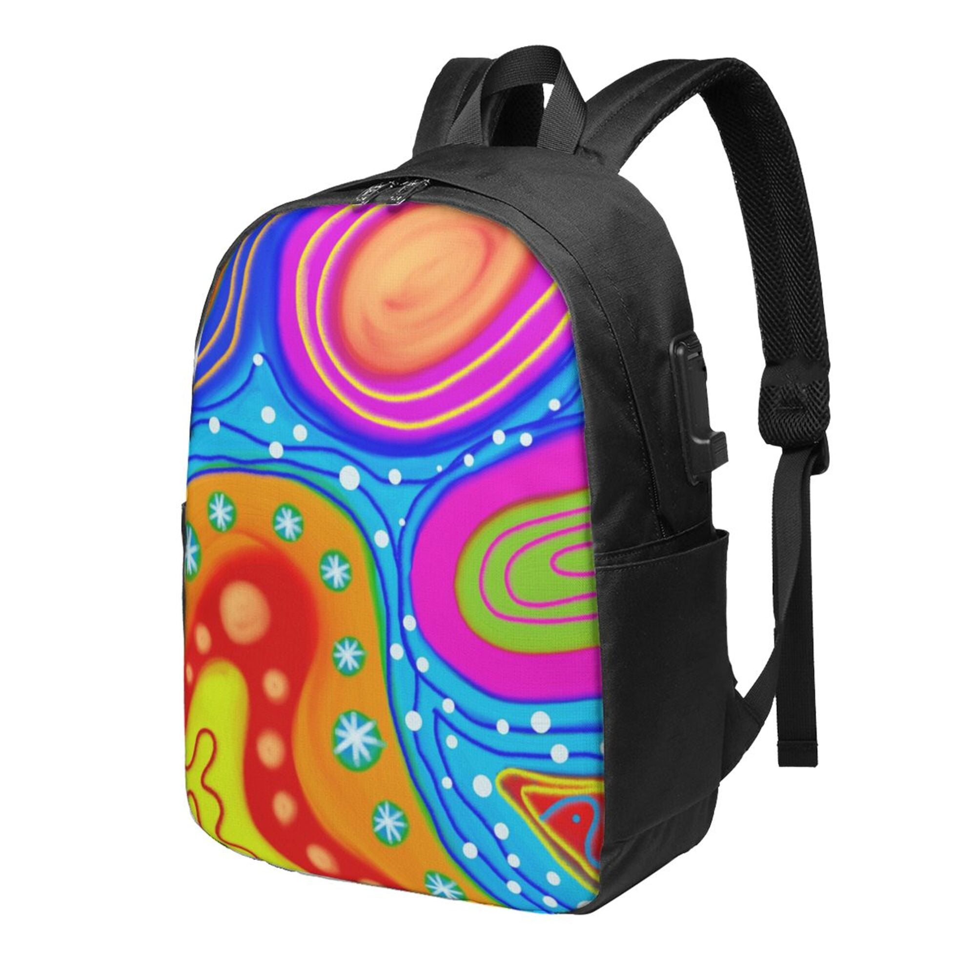 YFYANG 17" Laptop Backpack, Abstract Line Art Graffiti Fashion Travel ...