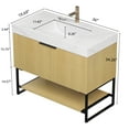 36 Inch Freestanding Bathroom Vanity with Sink, Striped Plywood Storage ...