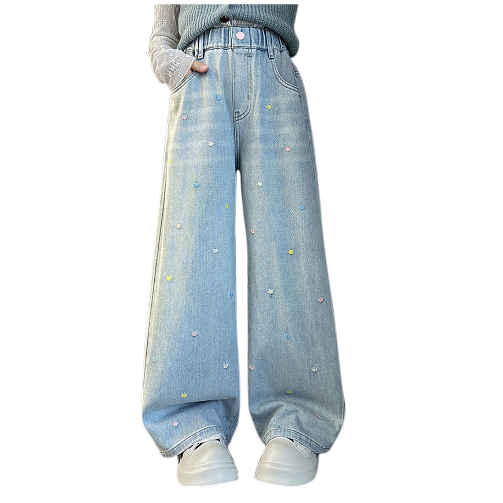 Click here for Lovzfmll Kids Small Floral Denim Jeans  Youth Comf... prices