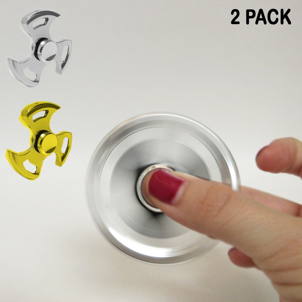 2X Fidget Spinner Tri Blade Triangle Gyro Metal Anxiety Relief Stress ...