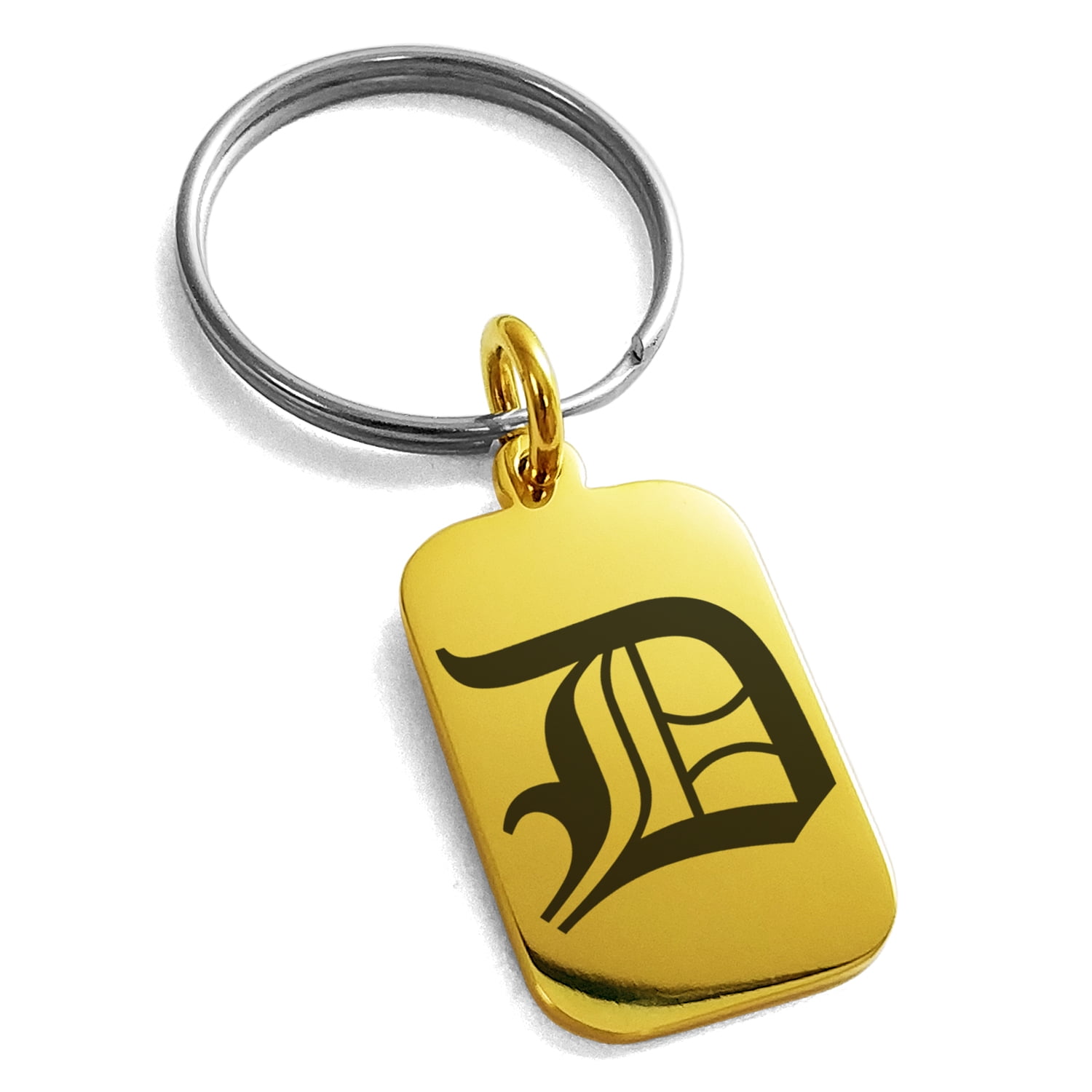 Stainless Steel Letter D Initial Old English Monogram Engraved Small ...