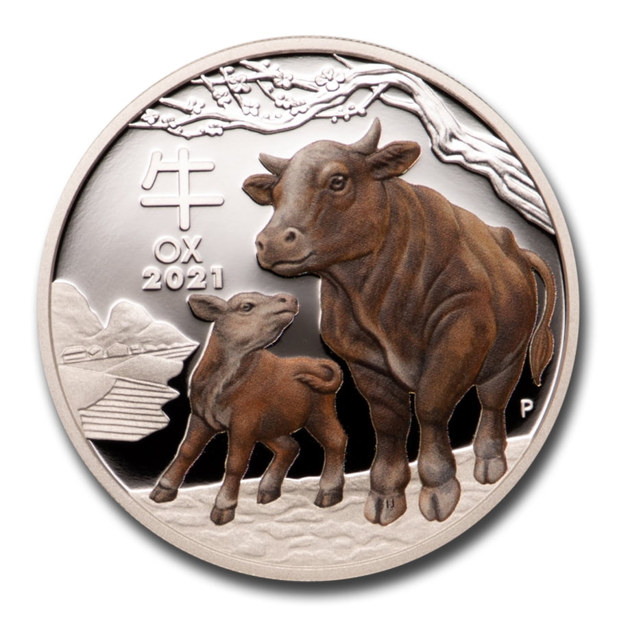 2021 AUS 1 oz Silver Lunar Ox Proof Colorized (w/box & COA) - Walmart.com