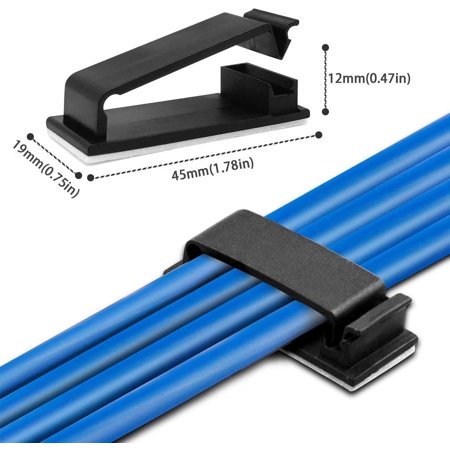 50pcs Black 3M Adhesive Cable Clips, Wire Management Clamps Cord Clips ...