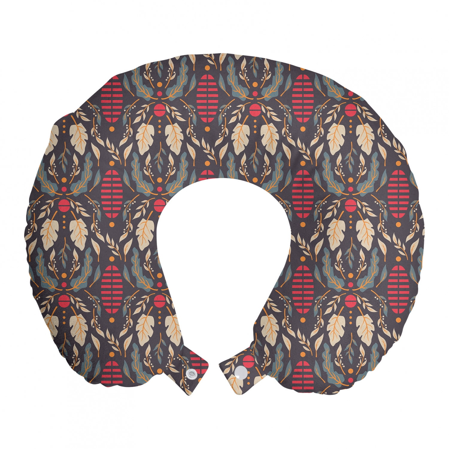 Autumn Travel Pillow Neck Rest, Botanical Design Various Leaves ...