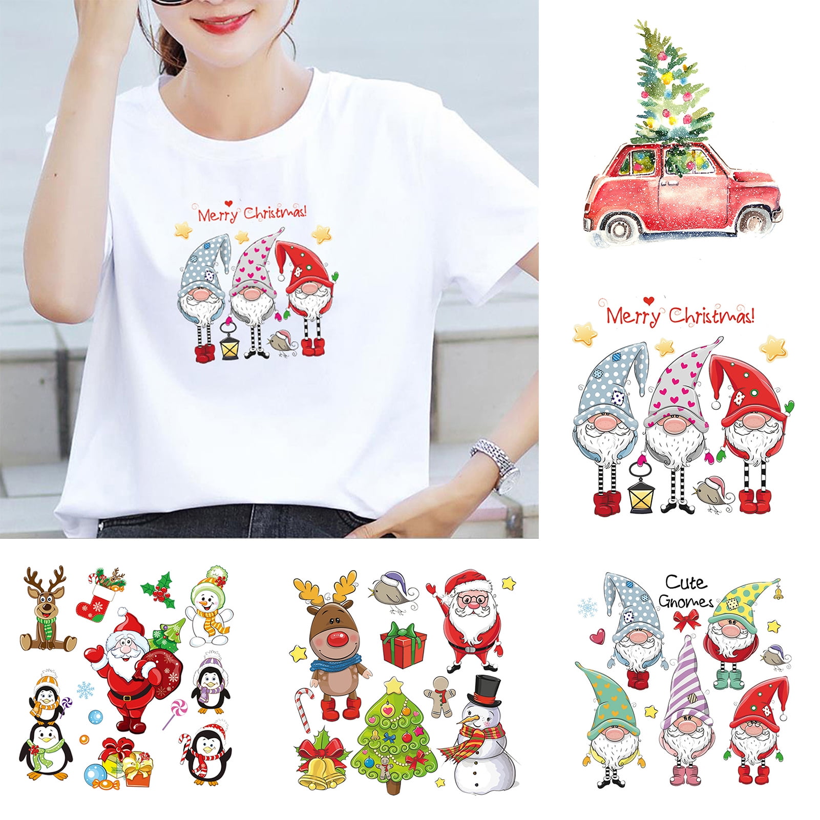 UDIYO 5PCS Christmas Iron On Patches Heat Transfer Appliques Xmas Iron ...