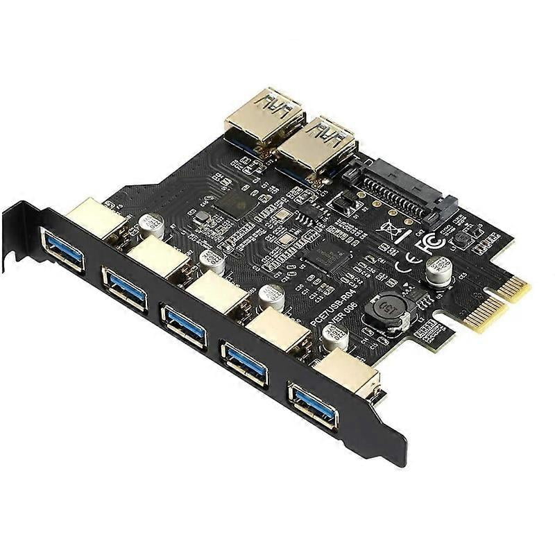Tarjeta PCI Express USB 3.0 de 7 puertos Adaptador de expansión USB 3 PCI-E Concentrador PCIE ...