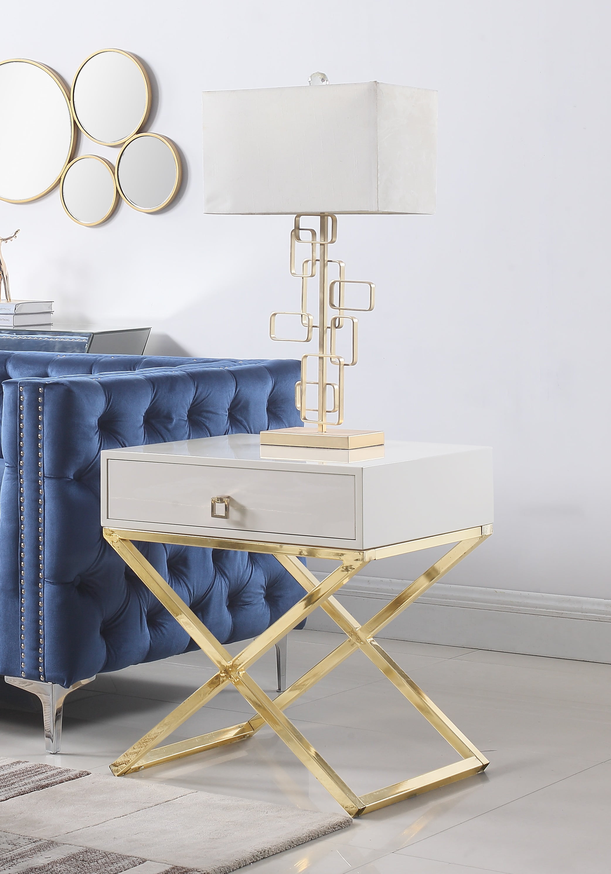 Chic Home Rochester Nightstand Side Table with Self Closing Drawer ...