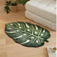 3.3x2.2ft Tufted Monstera Leaf Shaped Area Rug Machine Washable Bath ...