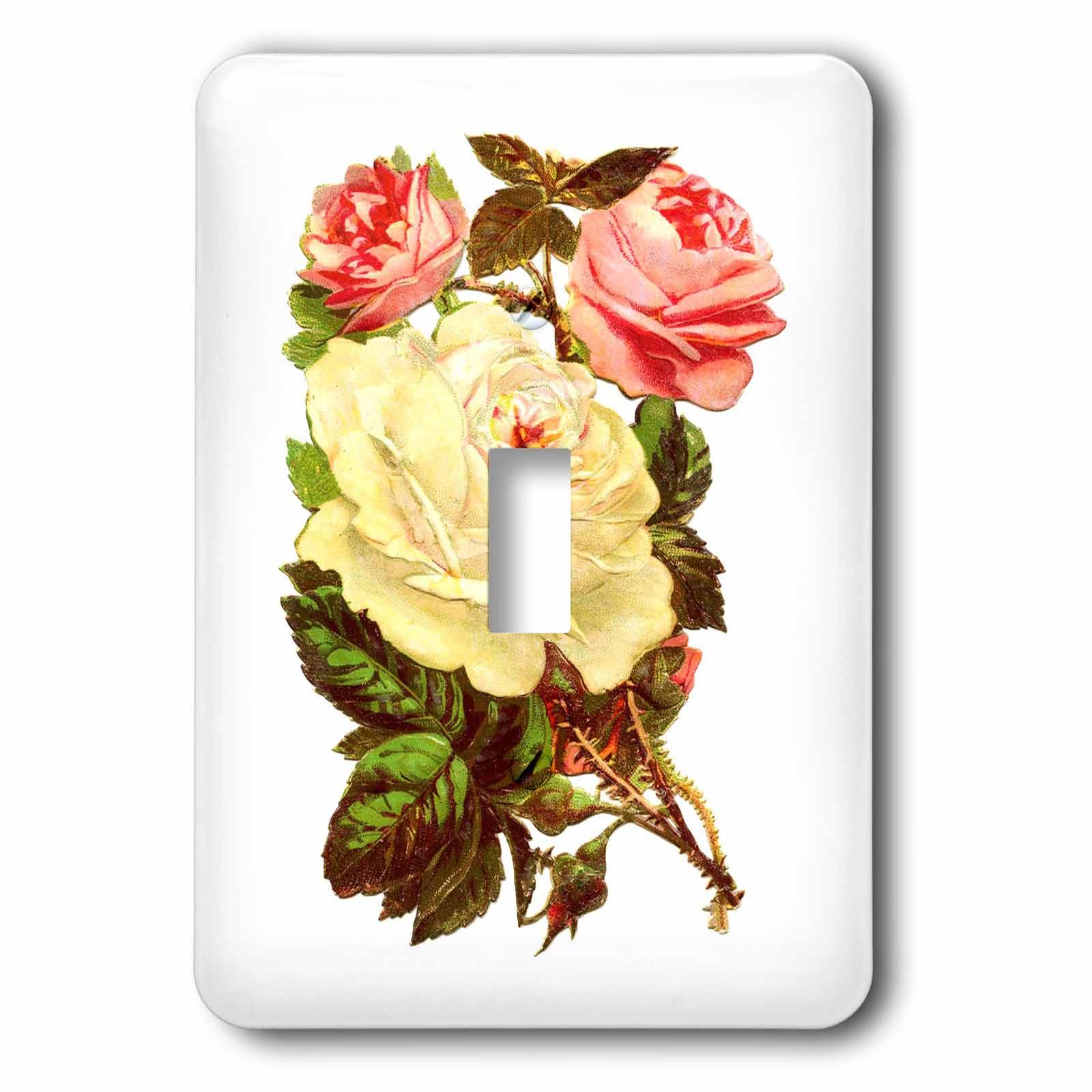 White n Ivory Victorian Roses single toggle switch lsp-80430-1 ...