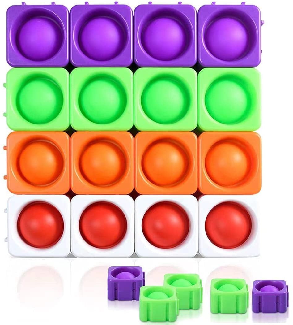 IGUOHAO 16 Pieces Fidget Blocks,Push Pop Bubble Fidget ,Sensory IGUOHAO ...