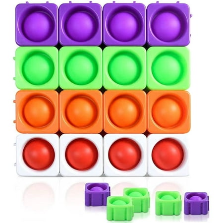 IGUOHAO 16 Pieces Fidget Blocks,Push Pop Bubble Fidget ,Sensory Toys ...