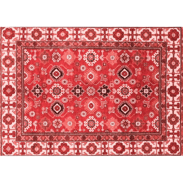 Ahgly Company Machine Washable Indoor Rectangle Oriental Red ...