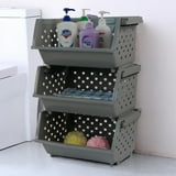 Begale 3-Pack Gray Plastic Stackable Detachable Storage Basket ...