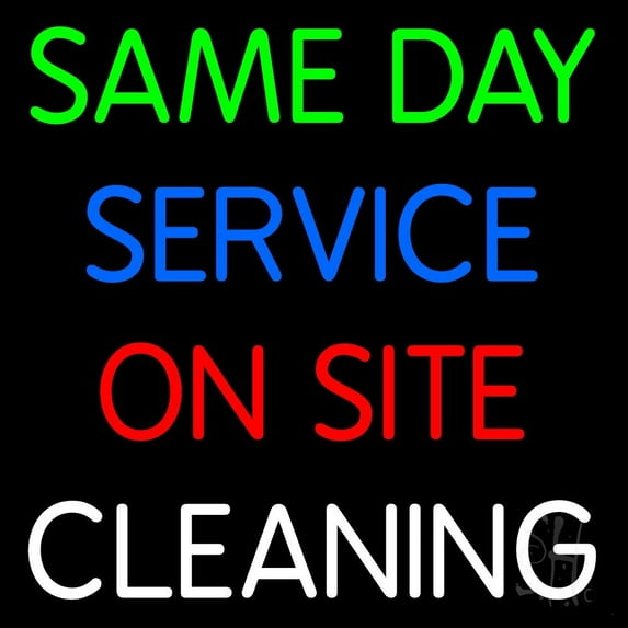 Same Day Service On Site Cleaning Block LED Neon Sign 24 x 24 - inches ...