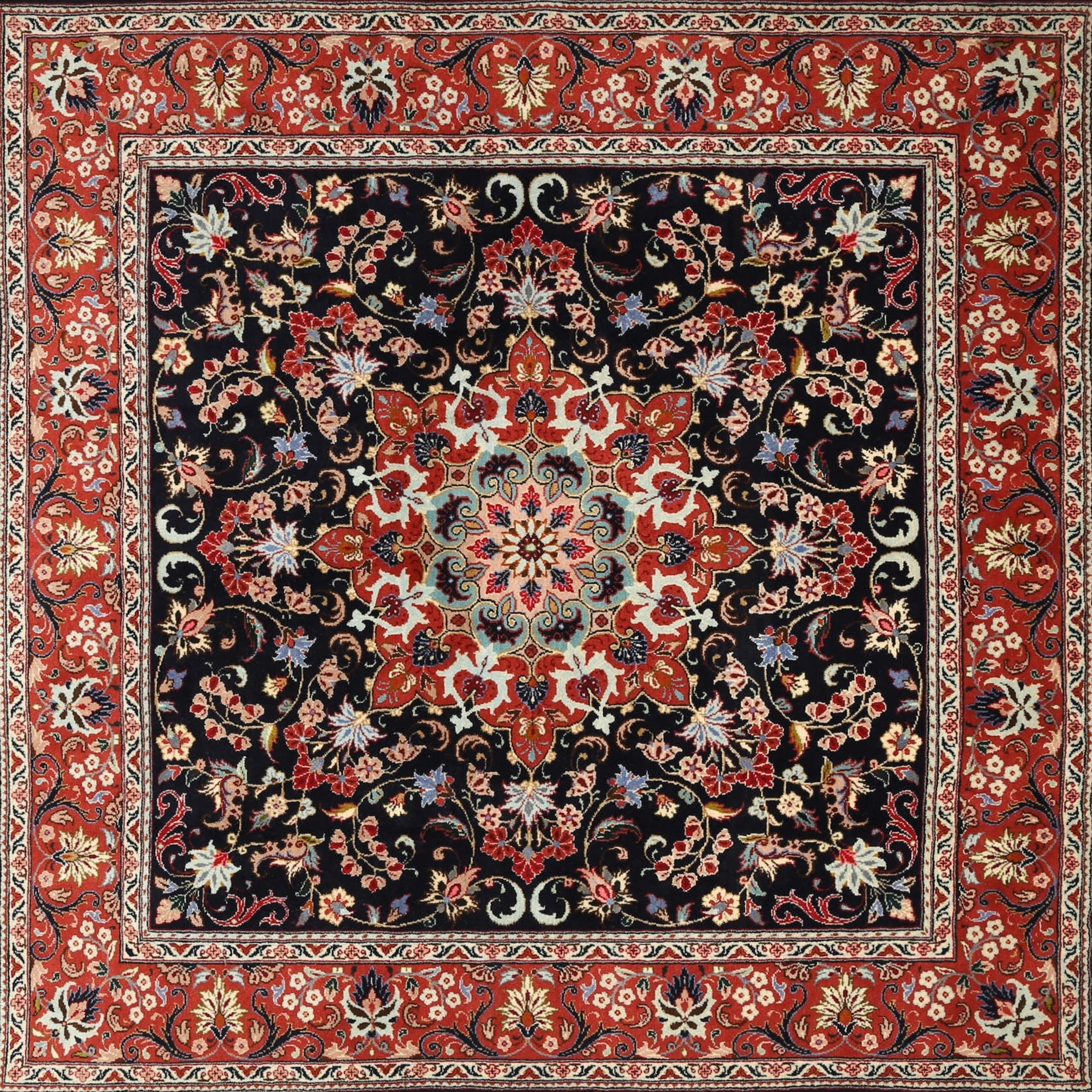 Ahgly Company Indoor Square Traditional Deep Red Persian Area Rugs, 6 ...
