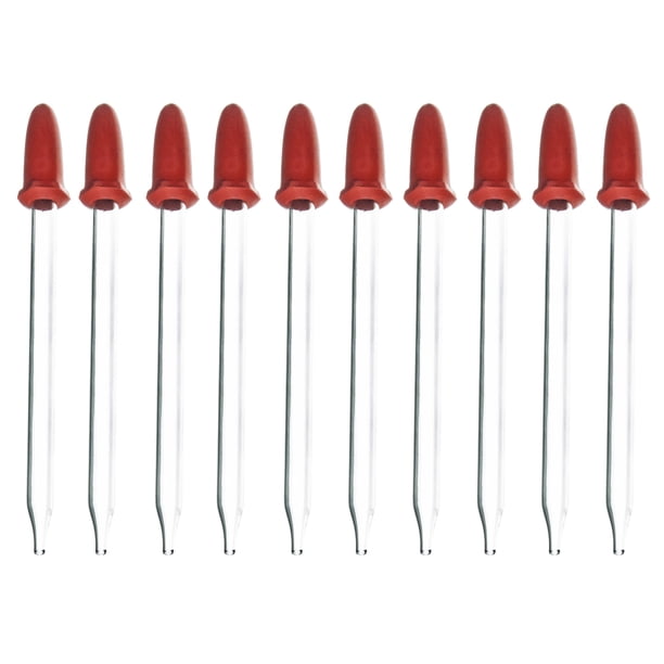 Pack of 10 Glass Dropping Pipettes, 1.7ml Capacity, Rubber Teat, Narrow ...