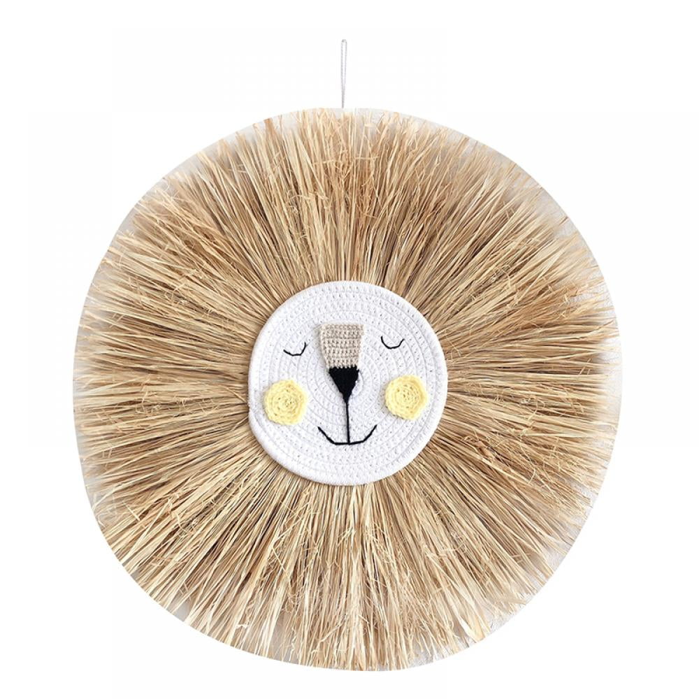 Straw Hand-woven Cartoon Lion Tiger Craft Cotton Thread Weaving Hanging ...