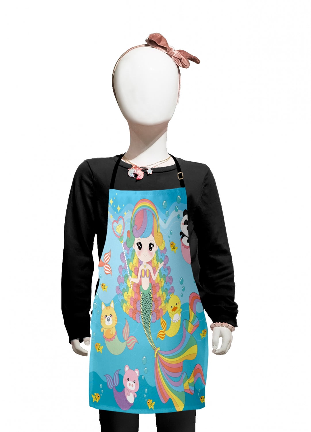 Cartoon Kids Apron, Illustration of Colorful Funky Characters ...