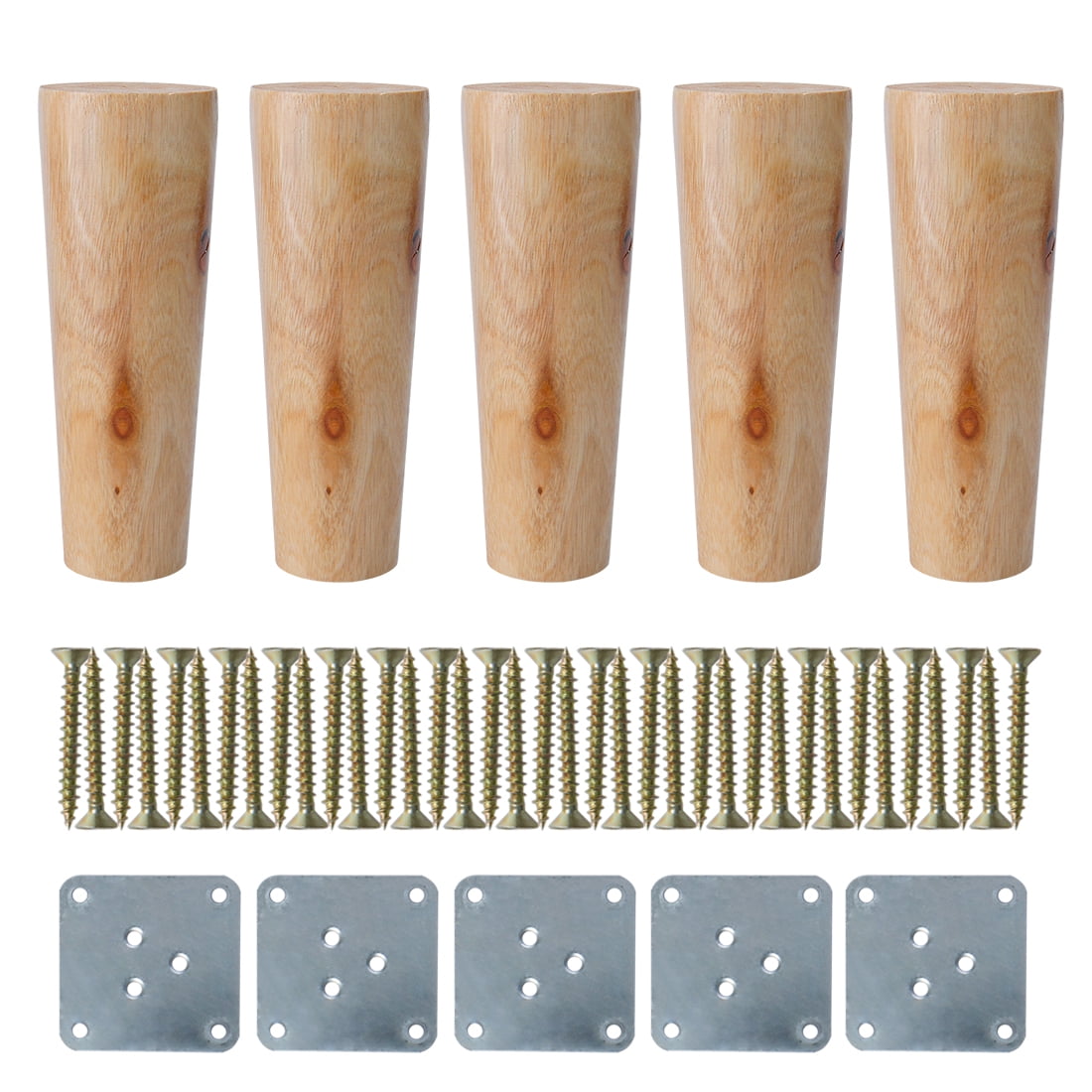 5" Wood Furniture Leg Chair Table Desk Feet Round Leg Replacement Set ...