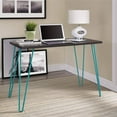 Ameriwood Home Owen Retro Computer Desk, Espresso Top, Teal Metal ...