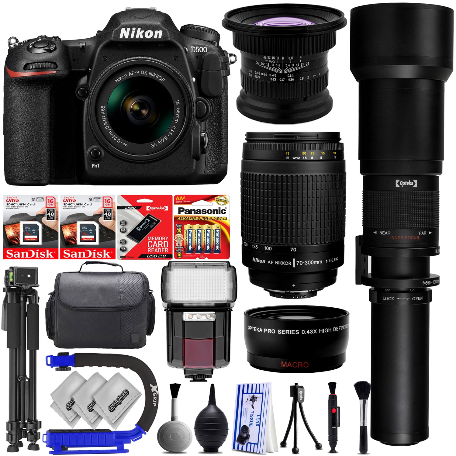 Nikon D500 Digital SLR Camera 20.9MP 4K Video w/ 4 Lens 6.5 to 1000mm ...