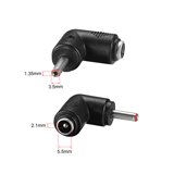 DC Power Connector Right Angle 5.5mm x 2.1mm to 3.5mm x 1.35mm 5Pcs ...