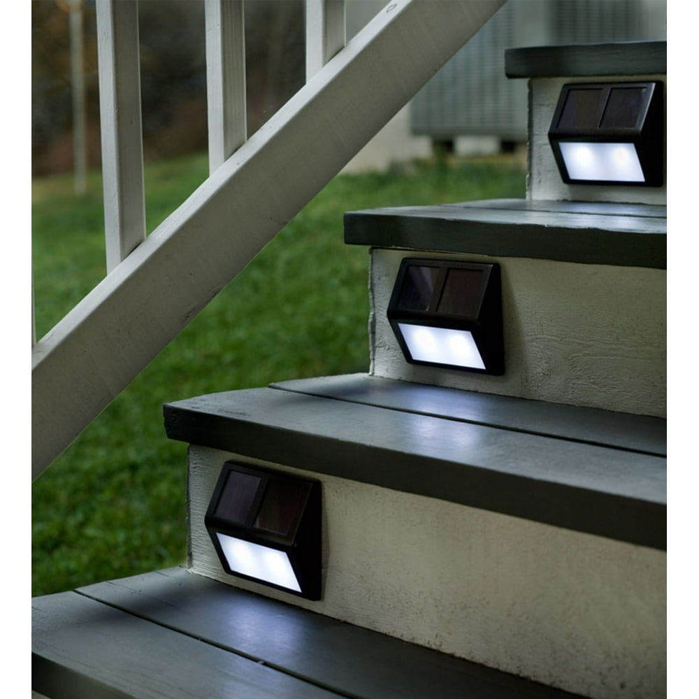Solar Powered Durable Step Lights, Set of 4, Bronze - Walmart.com ...