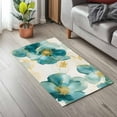 Abstract Floral Door Mat White Green Flower Gold Line Retro Petals Non ...