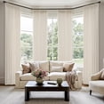 Pinch Pleated Thick Linen Curtains 96 Inches 4 Panels Set Ivory Cream ...