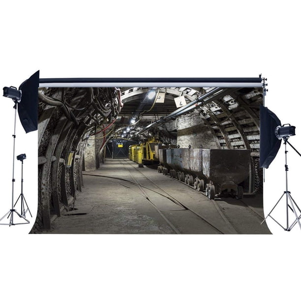 BSDHOME Polyester 7x5ft Tunnel Backdrop Old Trucks Backdrops Coal Mine ...