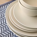 over&back Coupe Round Dinnerware Set - 16 Pieces, Semi-Matte Ivory ...