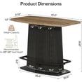 Finmind 42" Bar Table, Industrial Counter Height Pub Table with Fluted ...