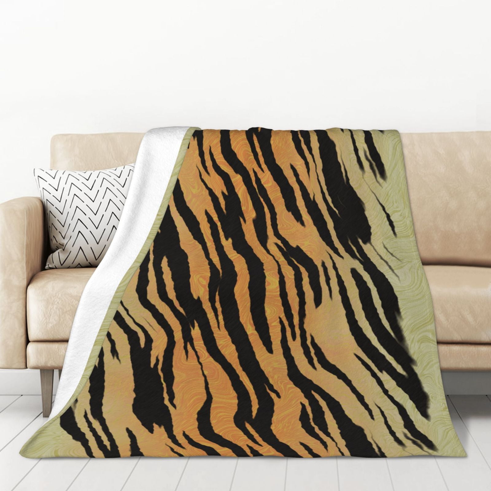 XMXT Throw Blankets, Brown Tiger Stripe Print Bed Blanket for Bedroom ...