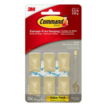Command Small Stainless Steel Metal Hooks, 6 Hooks, 8 Strips/Pack ...