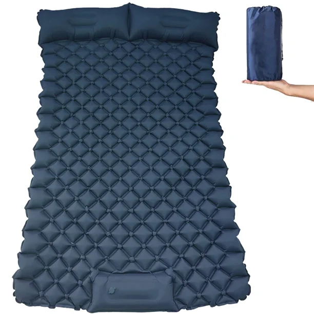 Double Sleeping Pad Inflatable Mattress Camping Mat Portable Camp Bed ...