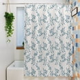 Blue Leaf Shower Curtains for Bathroom, Vintage Farmhouse Botanical ...