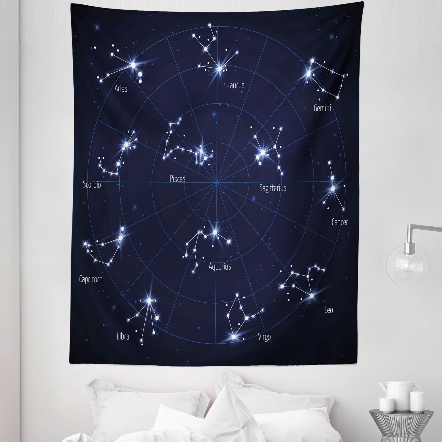 Constellation Tapestry, Sky Star Map Geometric Circle Space Night ...