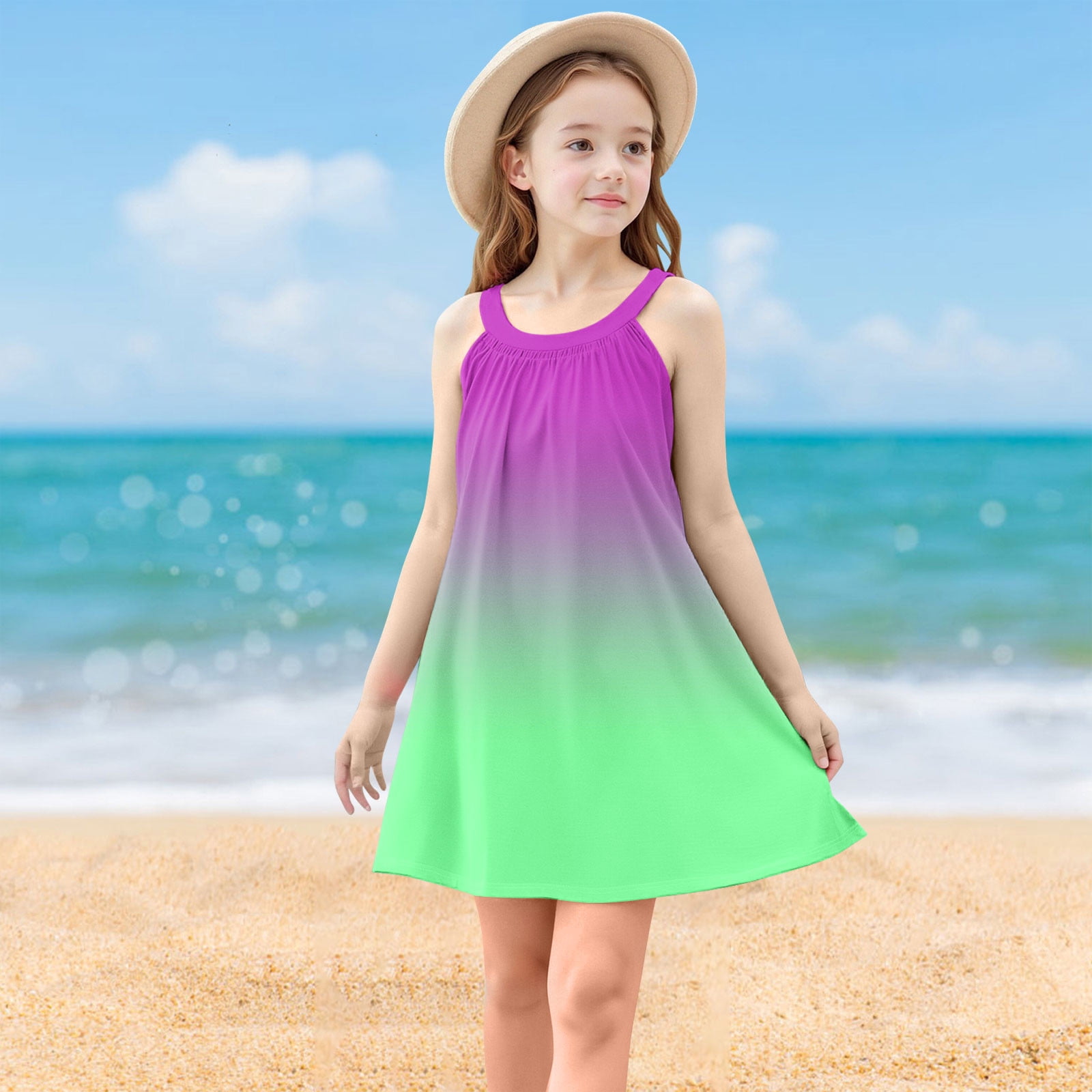 Click here for Peorpel Canada Sale Girls Ombre Color Vacation Bea... prices