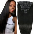 8" - 26" Hair Straight Clip in Hair Extensions Real Remy Thick Natural ...