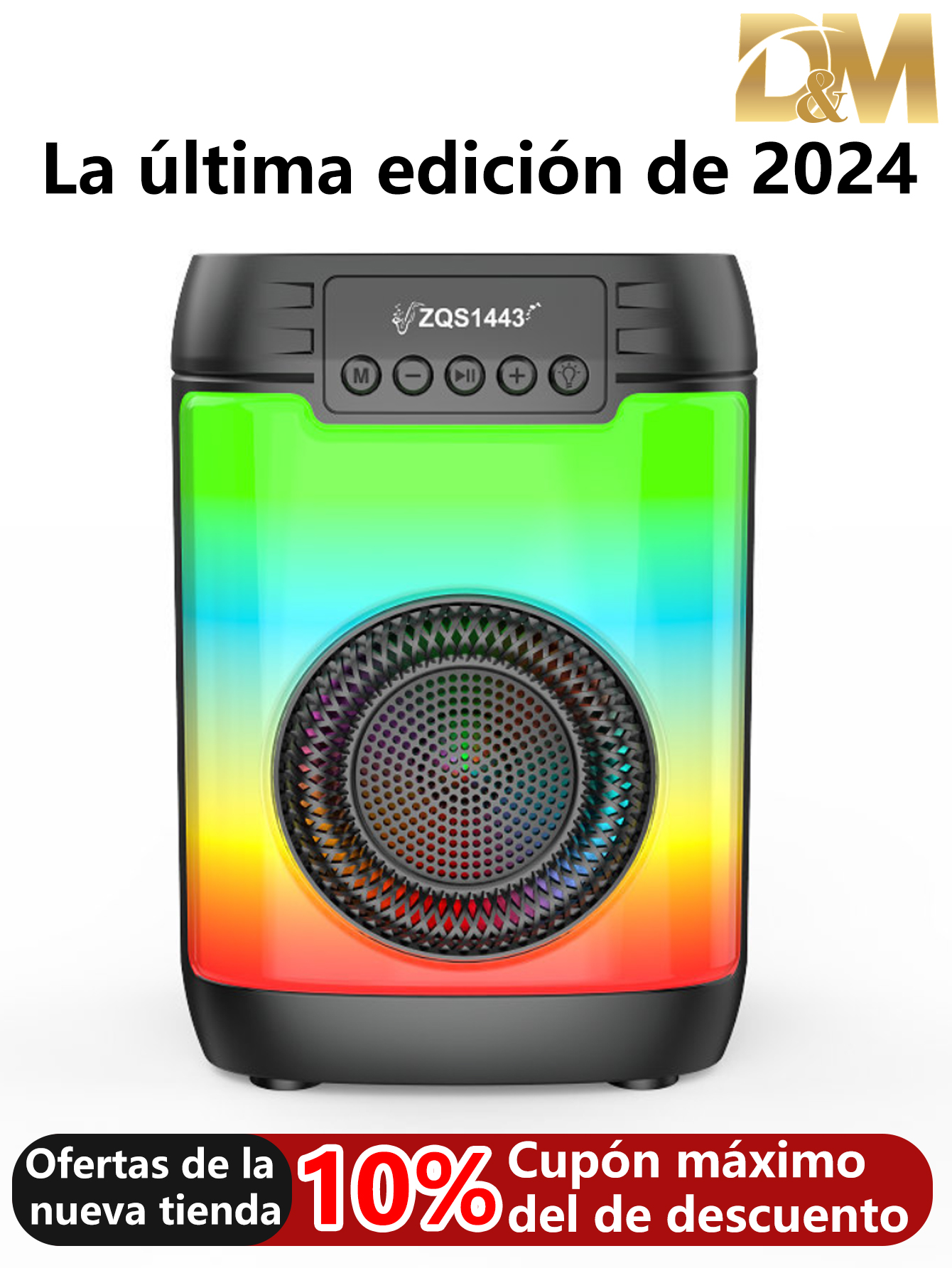 Bocina Bluetooth 8W, Altavoz inalámbrico portátil con Luces LED Sonido ...