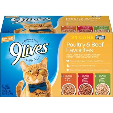 9 Lives Soft Ground Wet Cat Food Variety Pack, 5.5-Ounce Cans, 12 Count ...