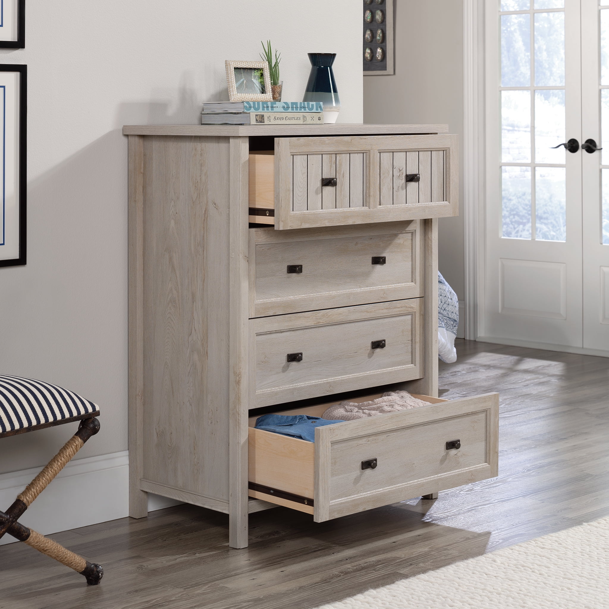 Sauder Costa 4-Drawer Dresser, Chalked Chestnut Finish - Walmart.com