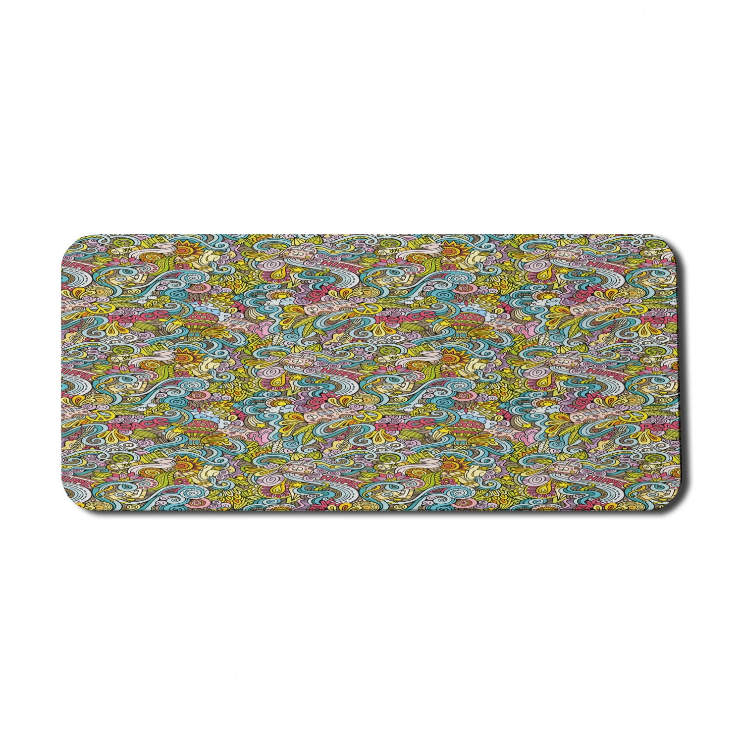 Colorful Computer Mouse Pad, Cartoon Theme Hippie Style Illustration of ...
