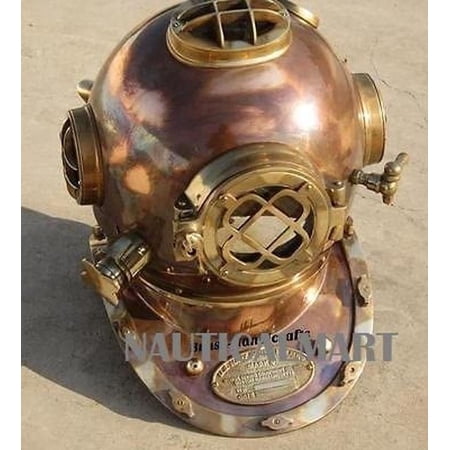 Antique Full Copper & Brass Diving Helmet Divers Helmet Us Navy Mark V ...