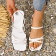 Bibifish Womens Flat Sandals Square Open Toe Crisscross Thin Strap Soft ...