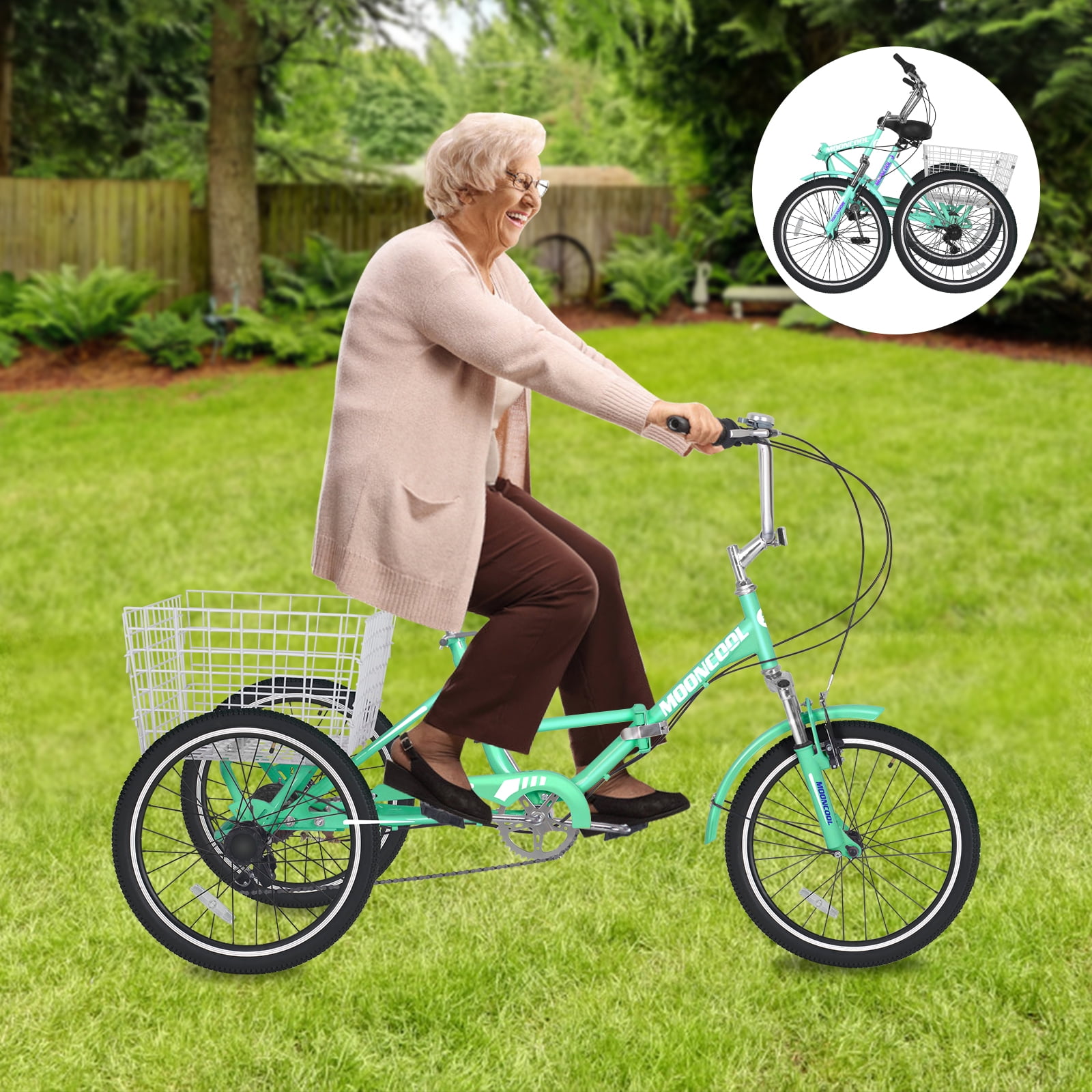 Buy Docred Adult Folding Tricycles, 7 Speed Folding Adult Trikes, 20 ...