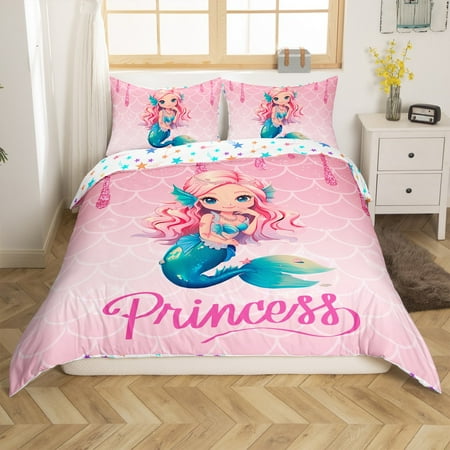 YST Kids Mermaid Princess Bedding Set Mermaid Scales Twin Duvet Cover ...